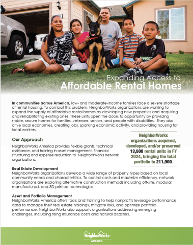Expanding Access to Affordable Rental Homes - One Pager | NeighborWorks ...